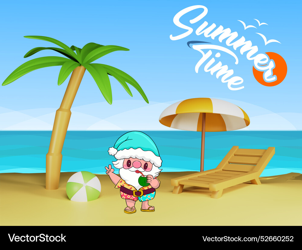 Santa claus enjoying a sunny summer day Royalty Free Vector