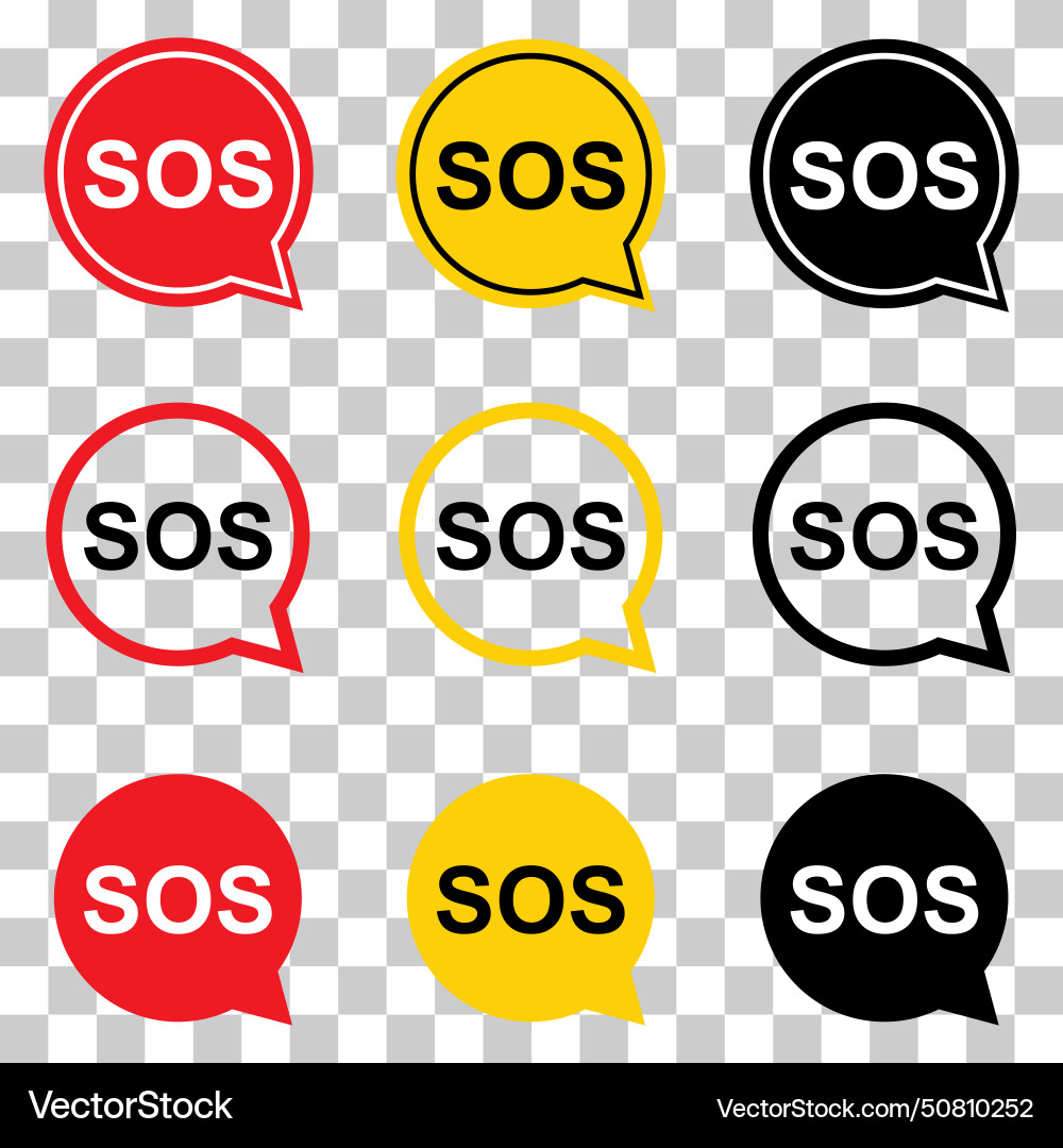 Set of sos help icon safety support alert design Vector Image