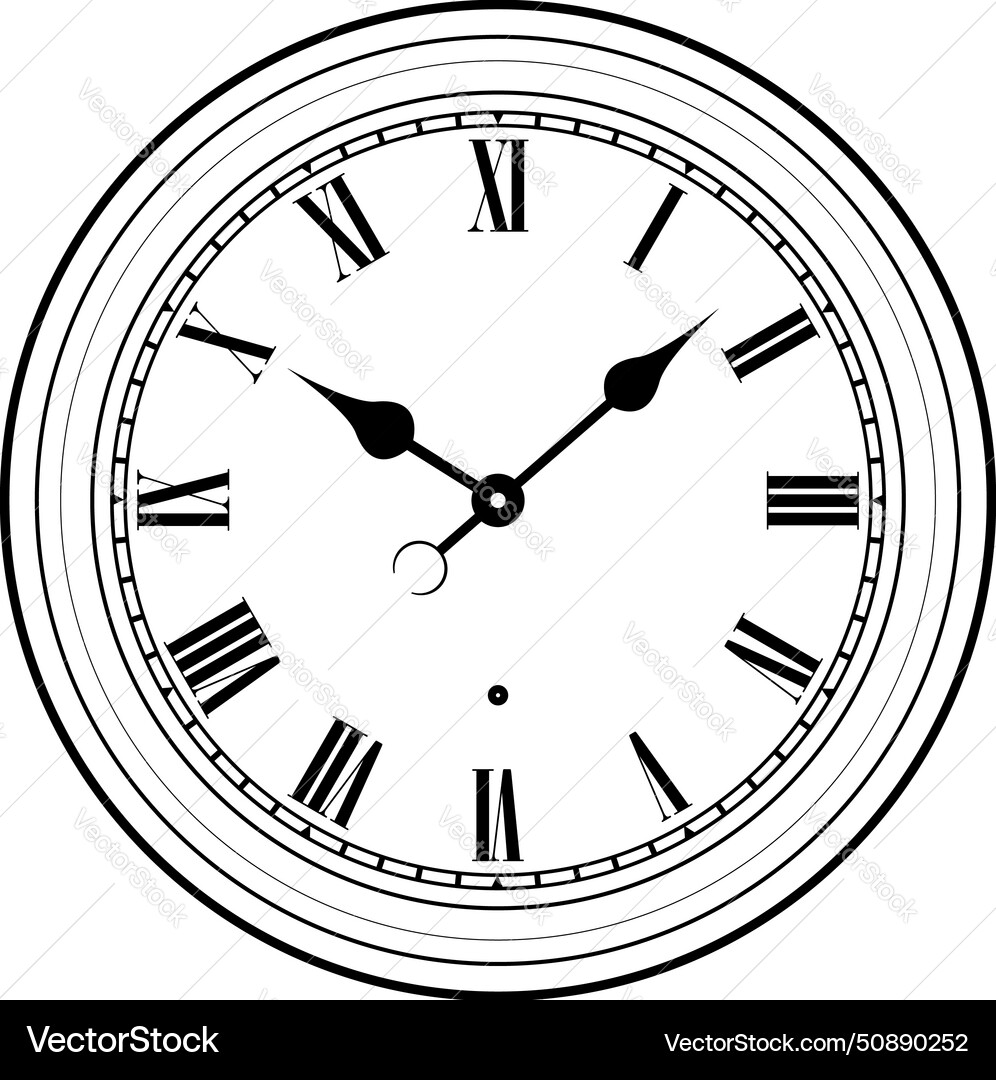 Simple station clock linework Royalty Free Vector Image