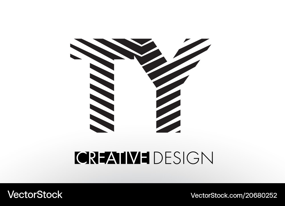 Ty t y Linien Brief Design mit kreativem elegant Vektorbild