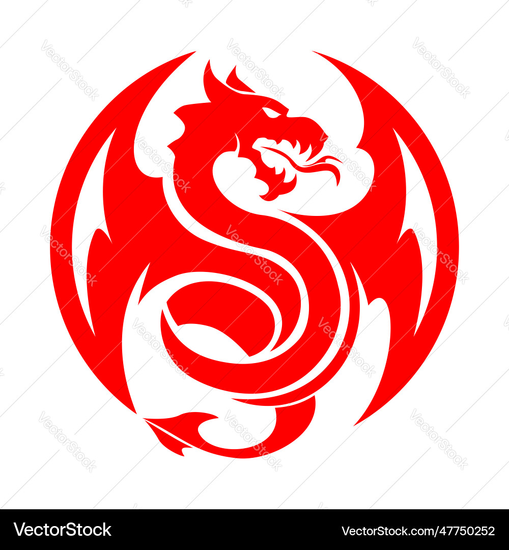 Winged fire breathing dragon icon Royalty Free Vector Image