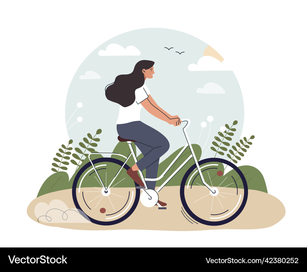 Woman riding bicycle Royalty Free Vector Image