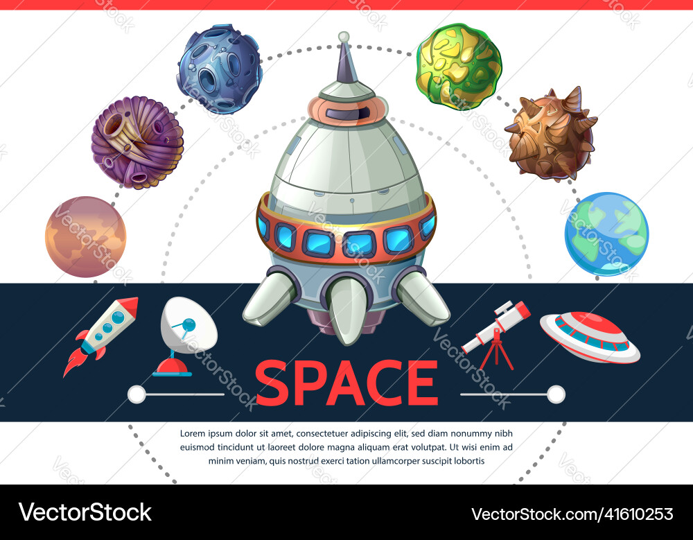 Cartoon colorful space template Royalty Free Vector Image
