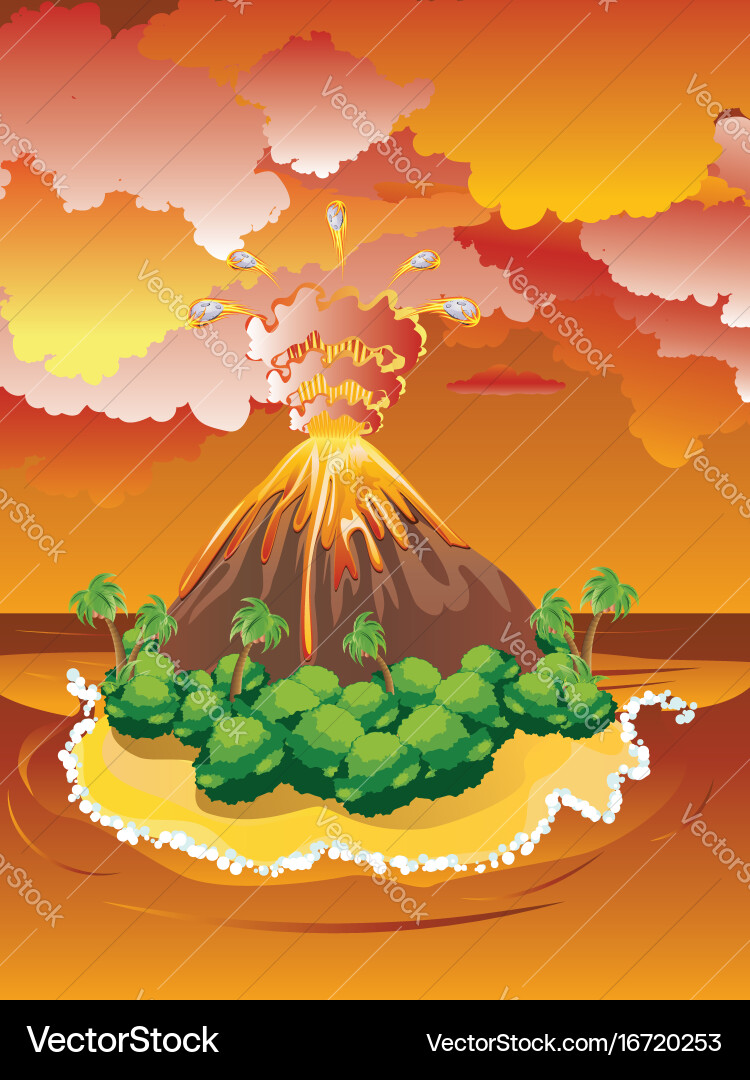 Volcano Royalty Free Vector Image Vectorstock Illustration Cartoon