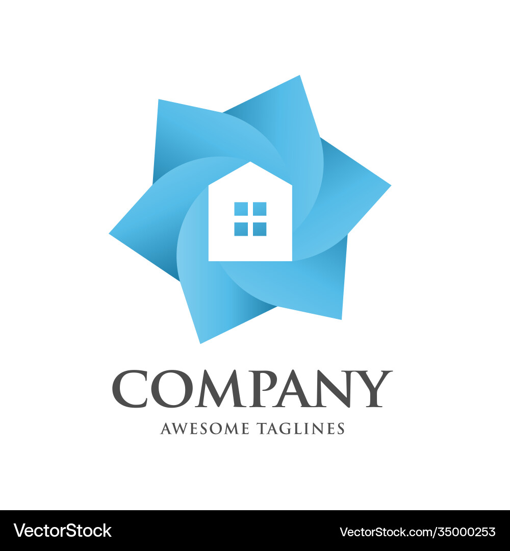 Color house hexagon logo Royalty Free Vector Image