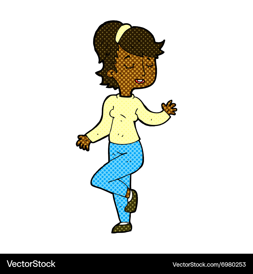 Comic cartoon dancing woman Royalty Free Vector Image