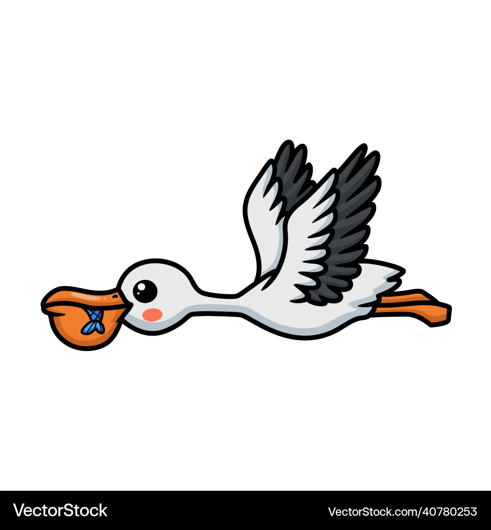 Cute pelican bird cartoon flying Royalty Free Vector Image