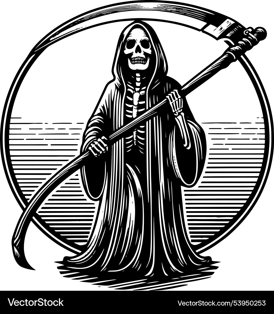 Grim reaper in black and white Royalty Free Vector Image