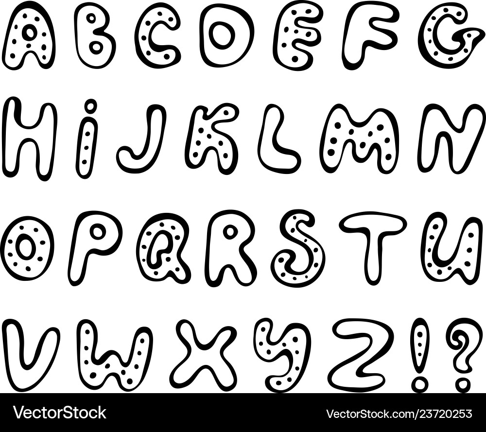 Hand drawn abc set isolated on white background Vector Image