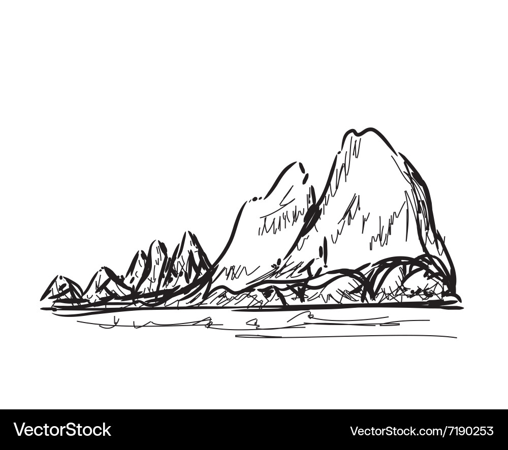 Hand drawn mountains Royalty Free Vector Image