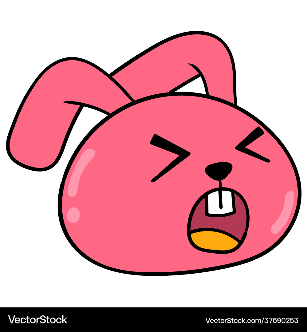 Head red faced rabbit screamed unwillingly Vector Image