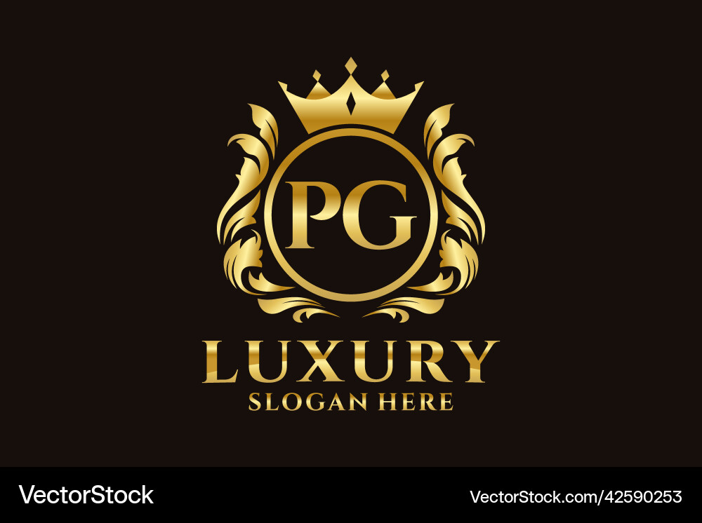 Initial pg letter royal luxury logo template Vector Image