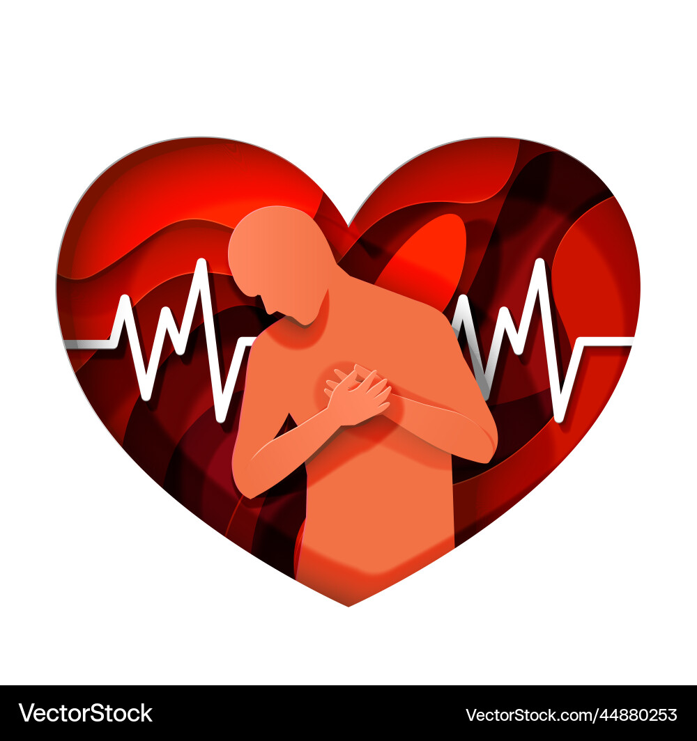 Man holding chest over heart attack symbol Vector Image