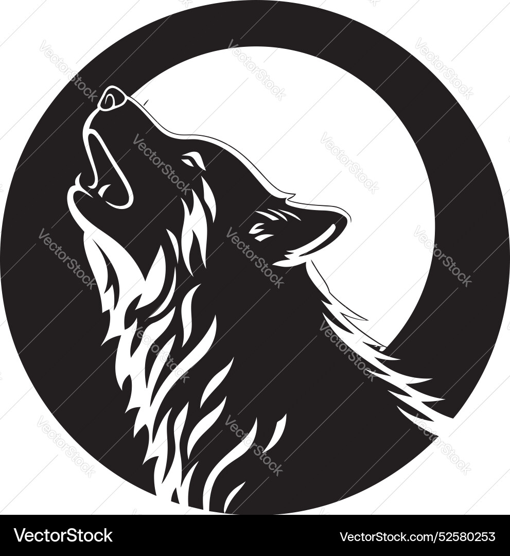 Moonsong hand drawn symbol for lunar wolf icon Vector Image