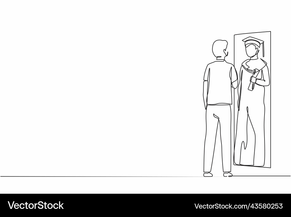 Single one line drawing businessman standing Vector Image