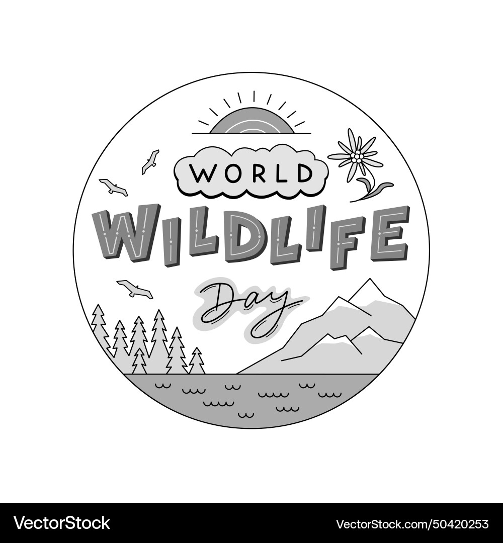 World wildlife day lettering Royalty Free Vector Image
