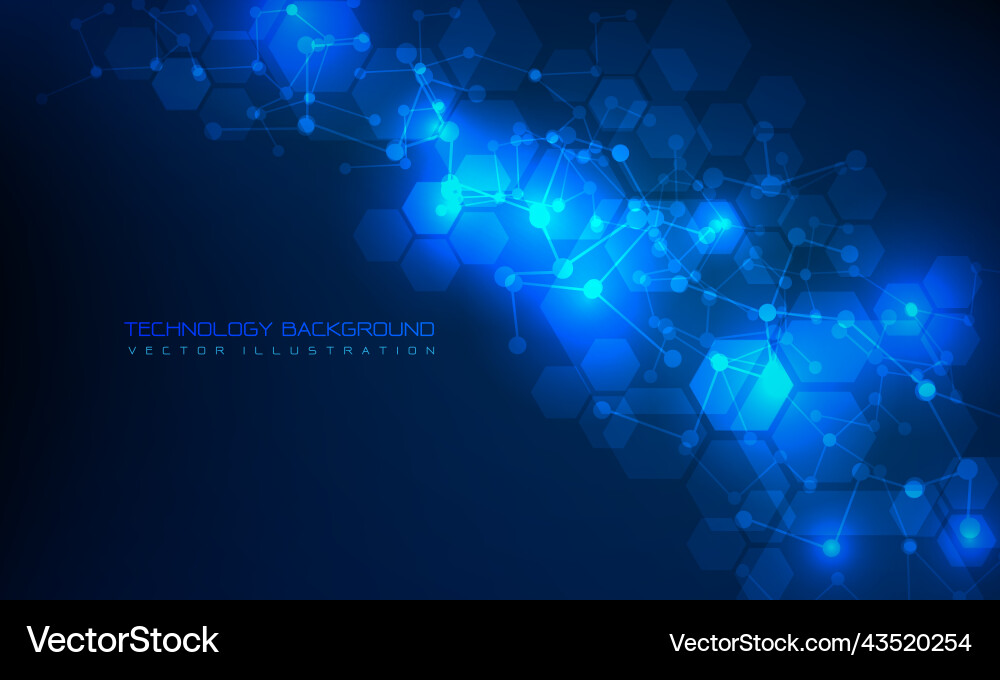 Abstract technology connect blue polygon dna Vector Image