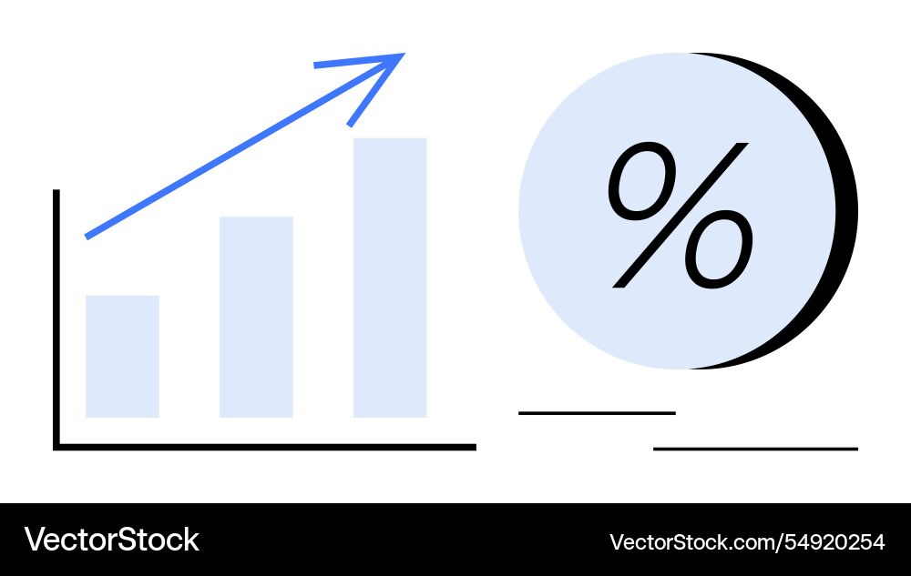 Balkendiagramm mit Pfeil nach oben zeigt Wachstum Vektorbild