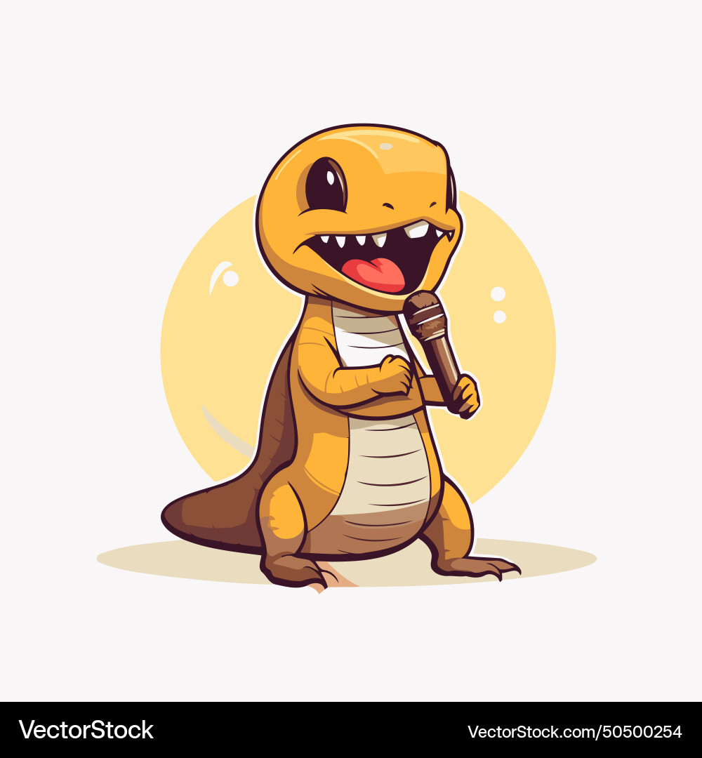 Cute crocodile holding a microphone cartoon Vector Image