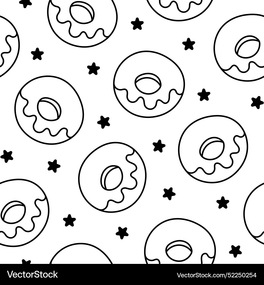 Donuts with glaze seamless pattern coloring Vector Image
