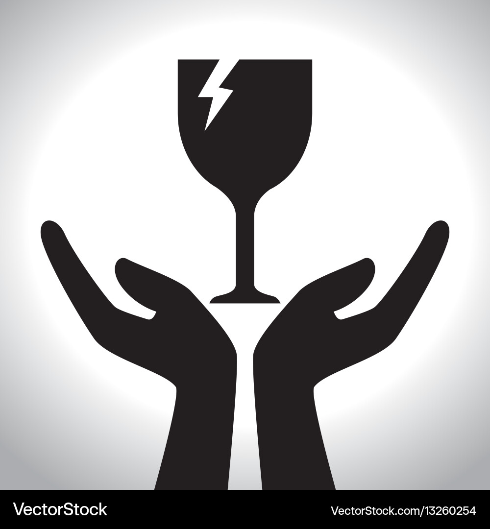 Hands with fragile symbol Royalty Free Vector Image