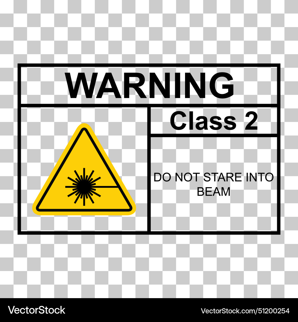 Laser radiation danger class 2 label icon safety Vector Image