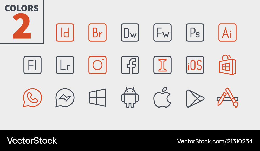 Logos ui pixel perfect well-crafted thin Vector Image