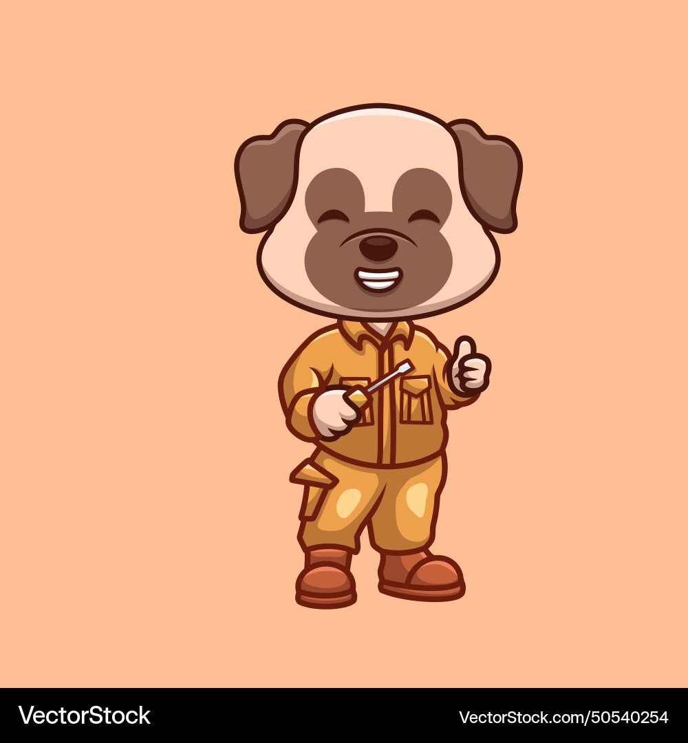 Mechanic pub dog cute cartoon Royalty Free Vector Image