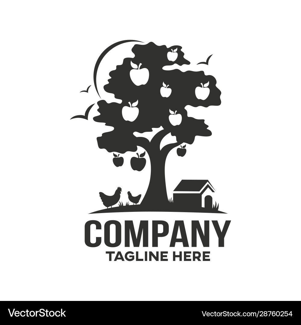 Modern farm and apple tree logo Royalty Free Vector Image