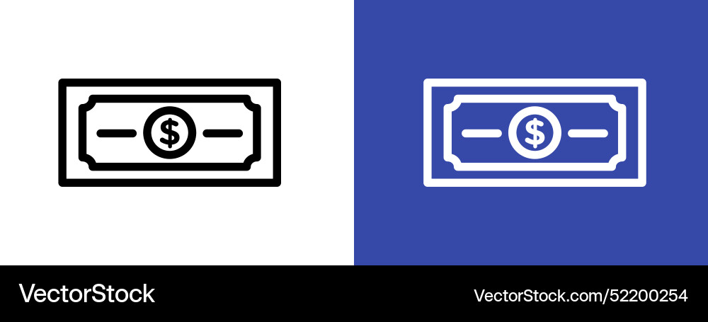 Money icon logo sign set outline Royalty Free Vector Image