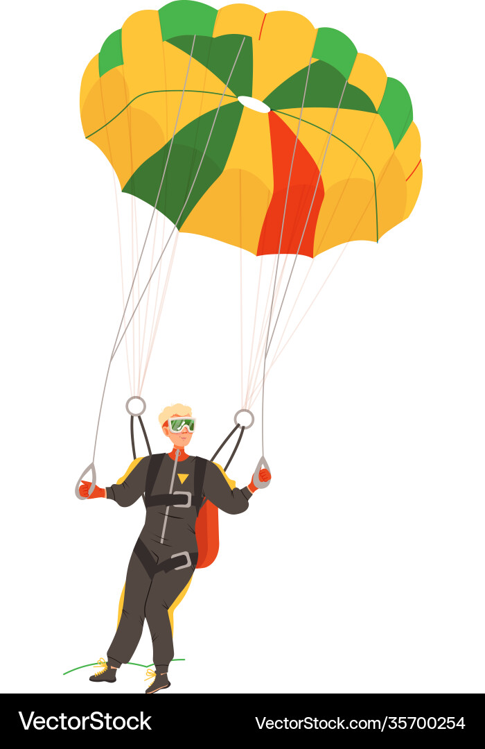 Parachuting man paratrooper descenting using Vector Image