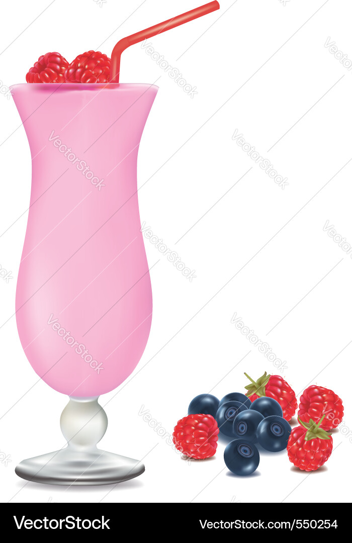 Raspberry milkshake Royalty Free Vector Image - VectorStock