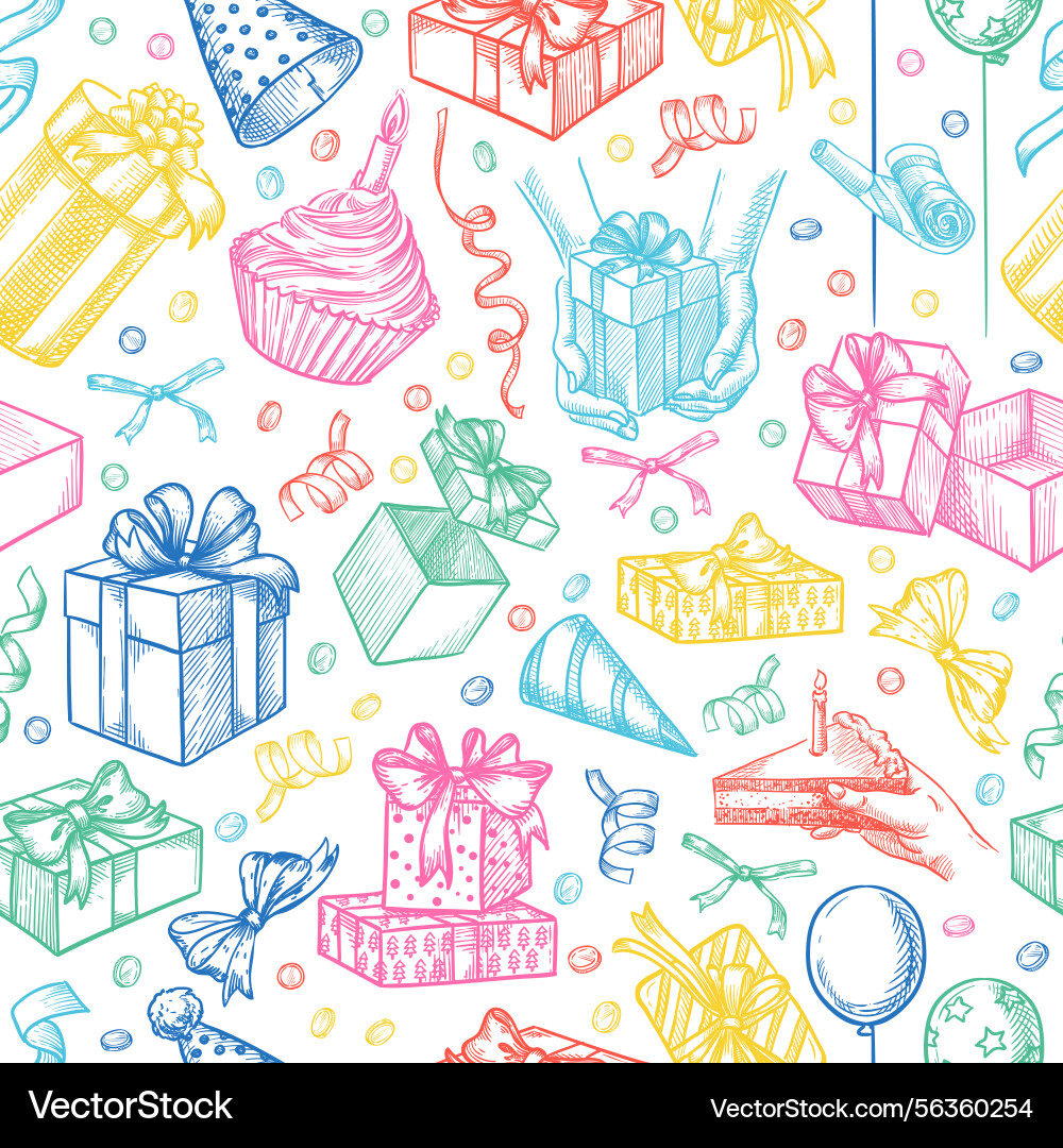 Seamless colorful pattern with birthday gifts – Royalty-Free Vector ...