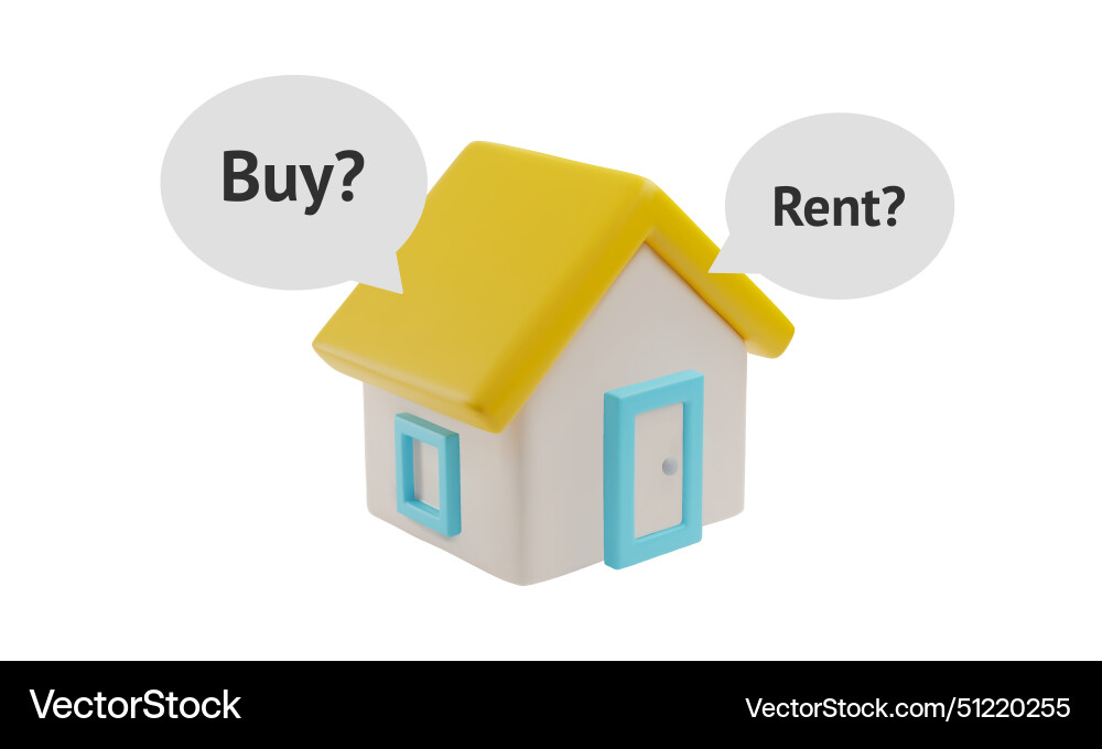 3d icon showing a small house with yellow Vector Image