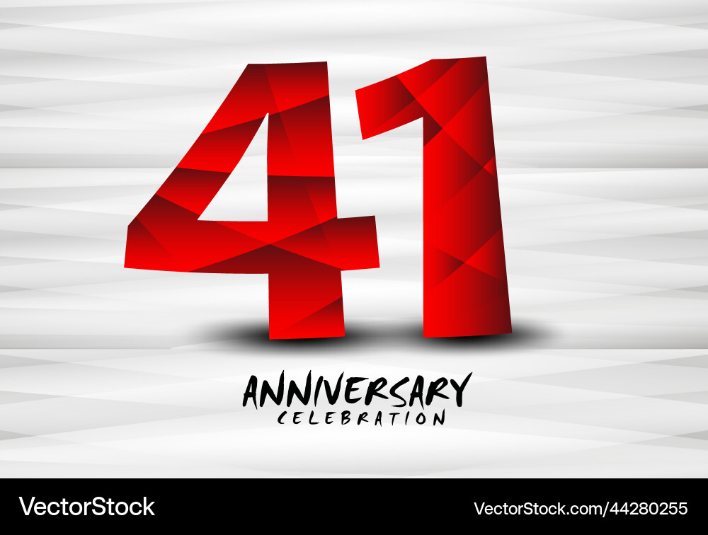 41 year anniversary celebration logo red polygon Vector Image