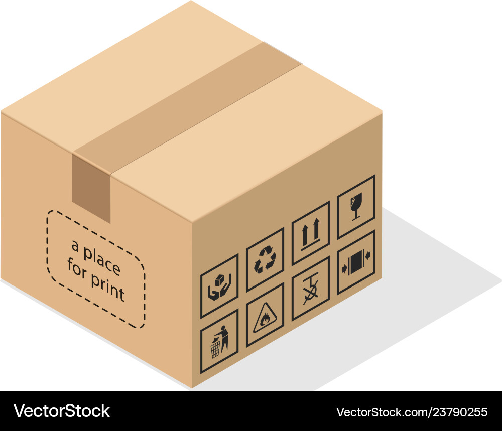 Cardboard box with flat shadow Royalty Free Vector Image
