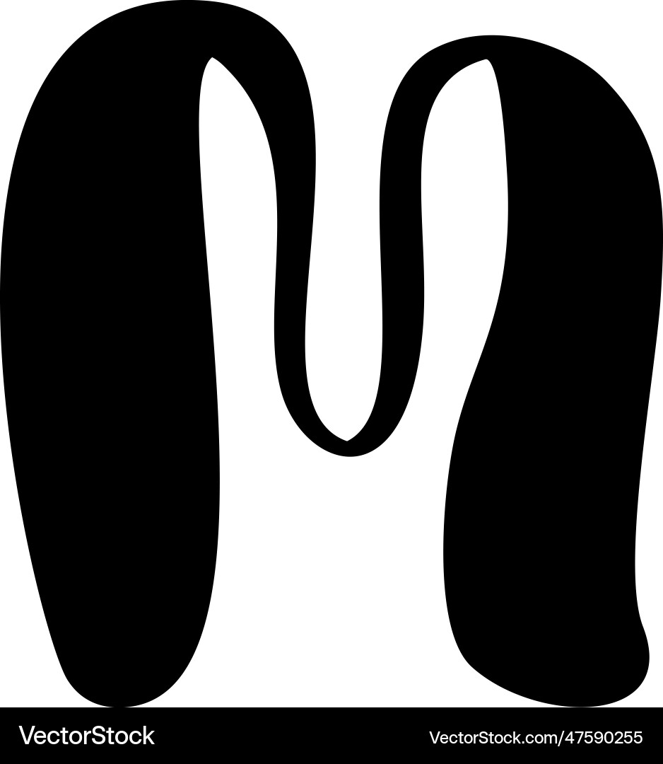 Display liquid font letter m alphabet Royalty Free Vector