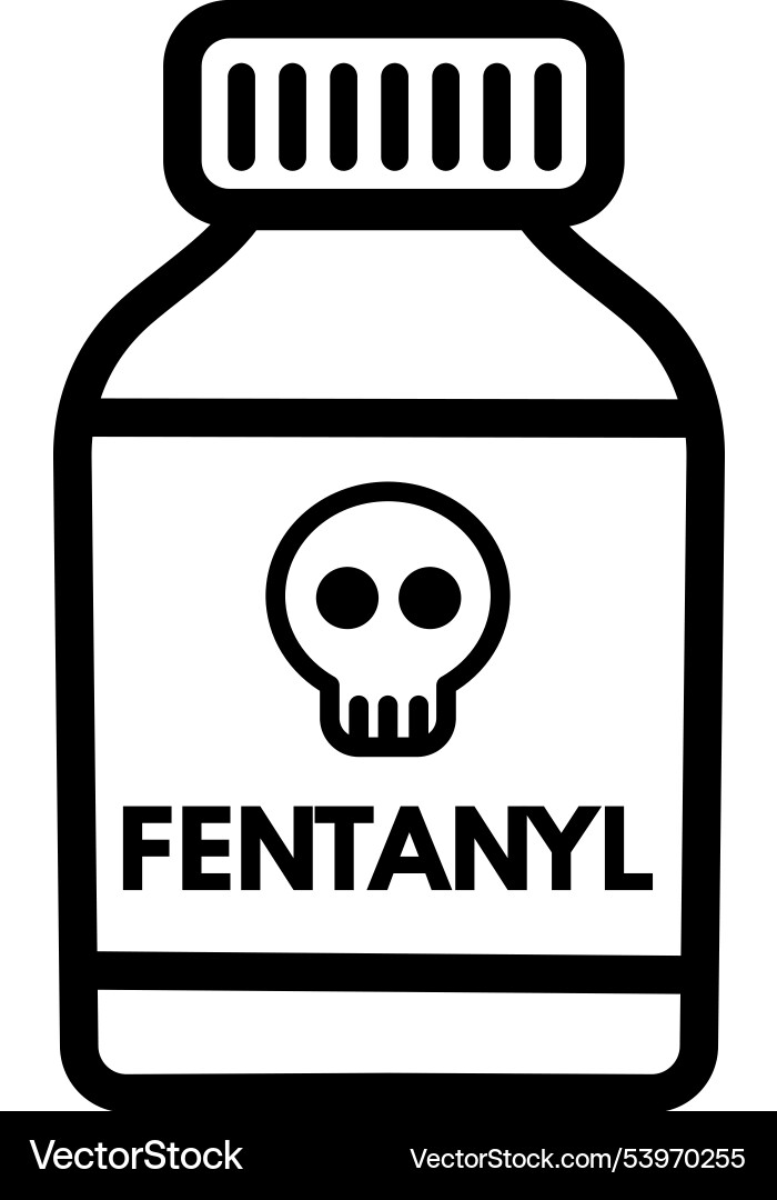 Fentanyl drug bottle poisonous - icon Royalty Free Vector