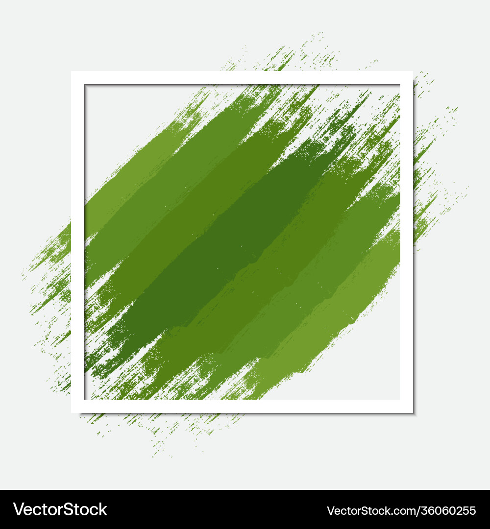 Green abstract frame in grunge style eco square Vector Image