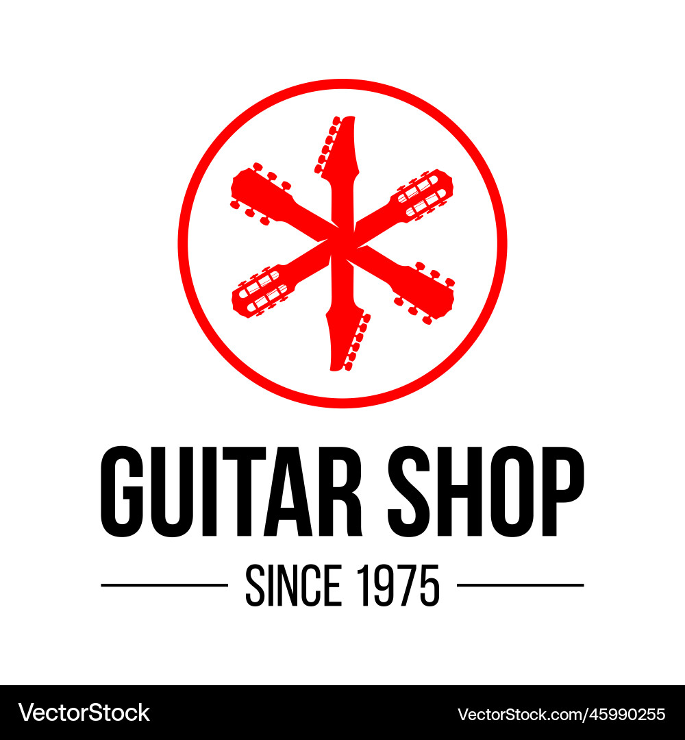 Guitar shop logo template with different Vector Image