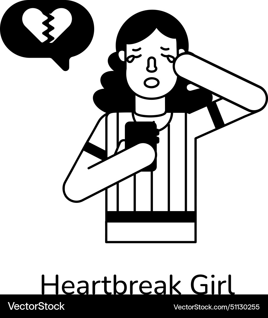 Heartbreak girl Royalty Free Vector Image - VectorStock