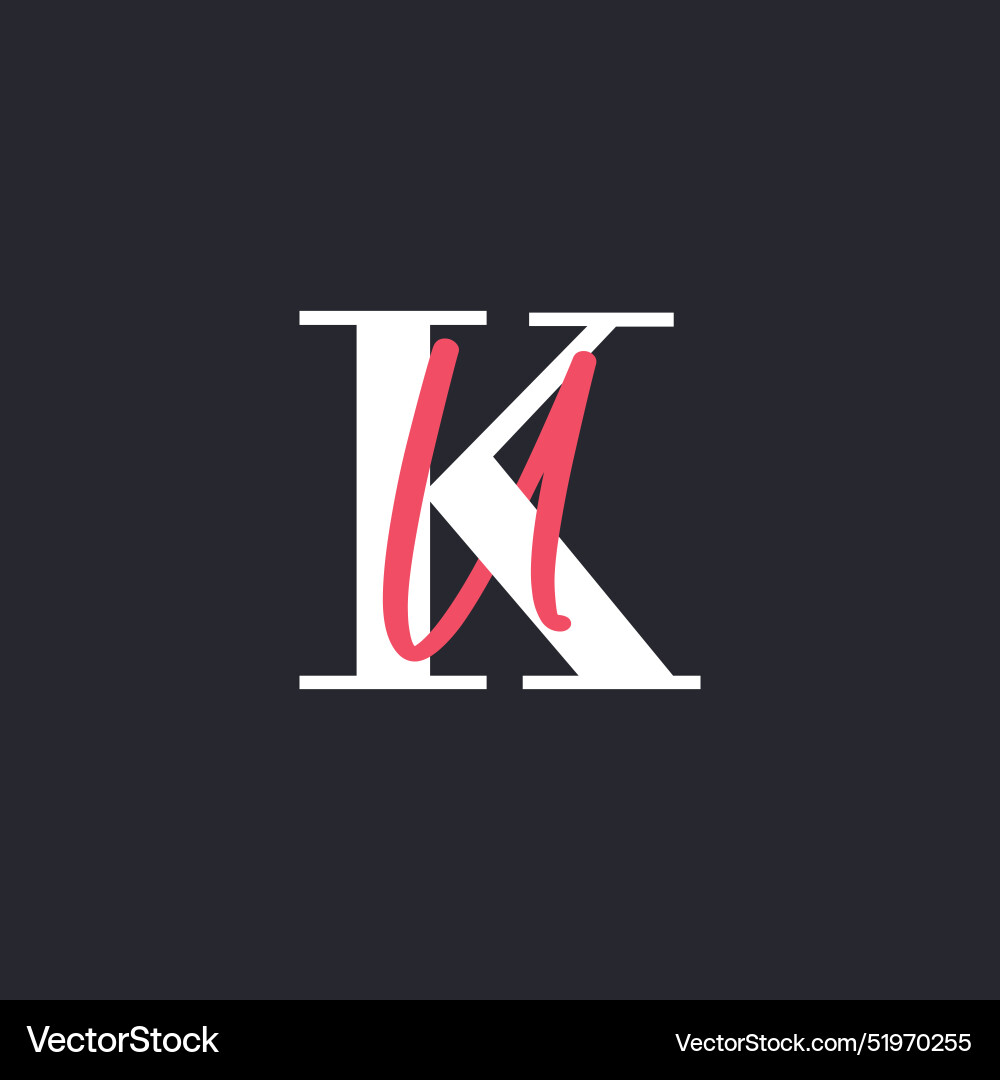 Letter ku logo perfectly blended initials Vector Image