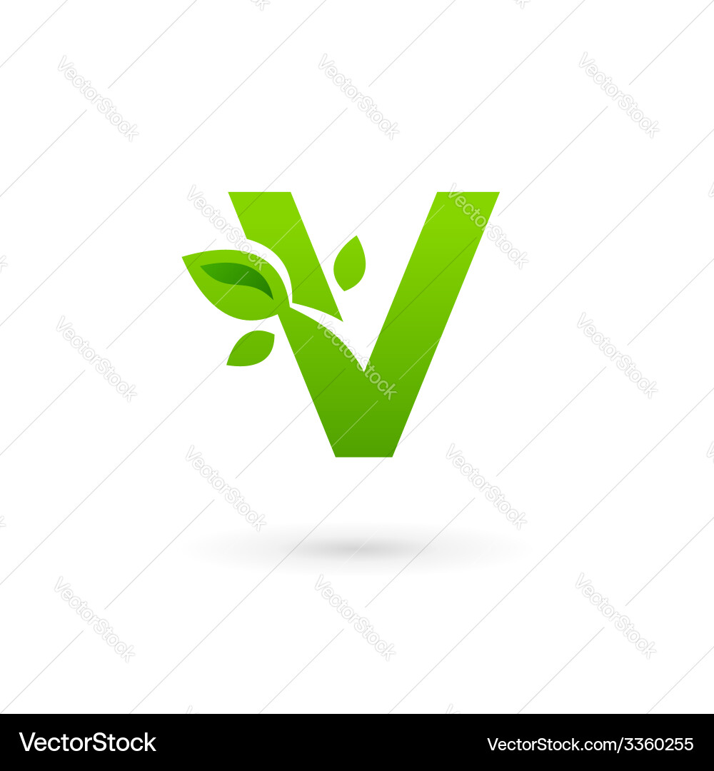 Letter v eco leaves logo icon design template Vector Image