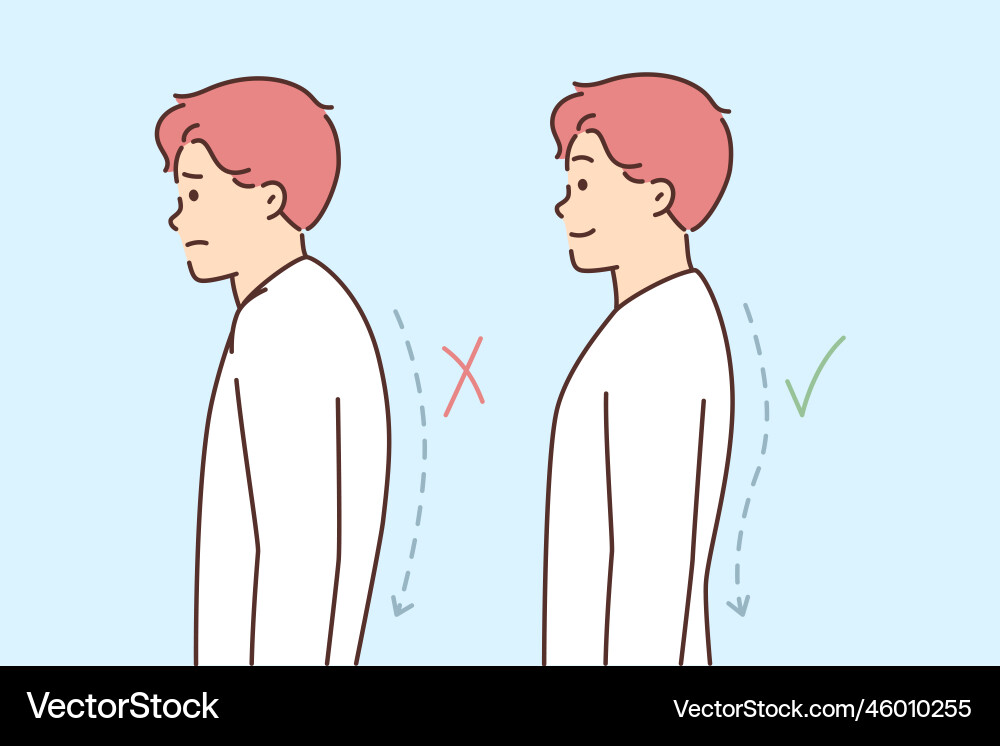 Man with correct and incorrect posture or hidden Vector Image