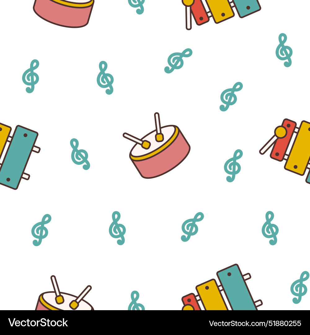 Musical instruments seamless pattern Royalty Free Vector