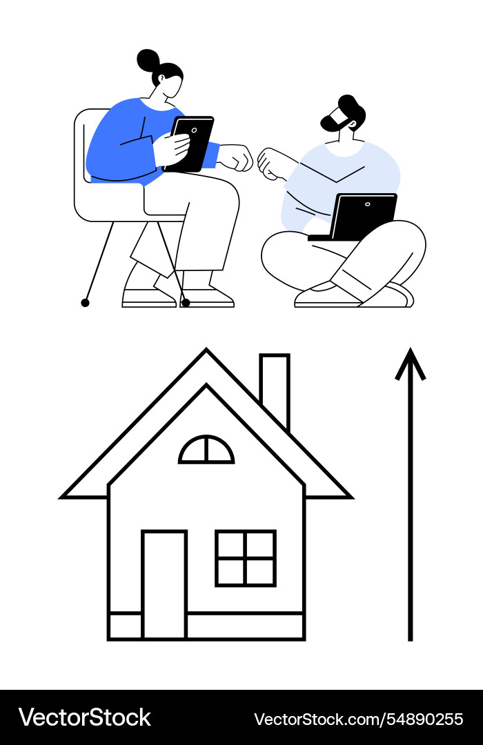 Remote collaboration and growth discussing future Vector Image