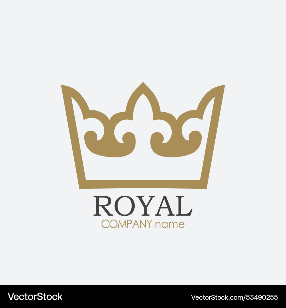 Royal gold crown logo design Royalty Free Vector Image