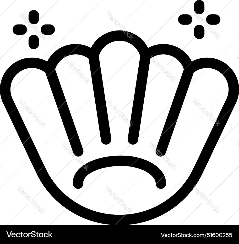 Simple scallop icon with sparkles representing Vector Image