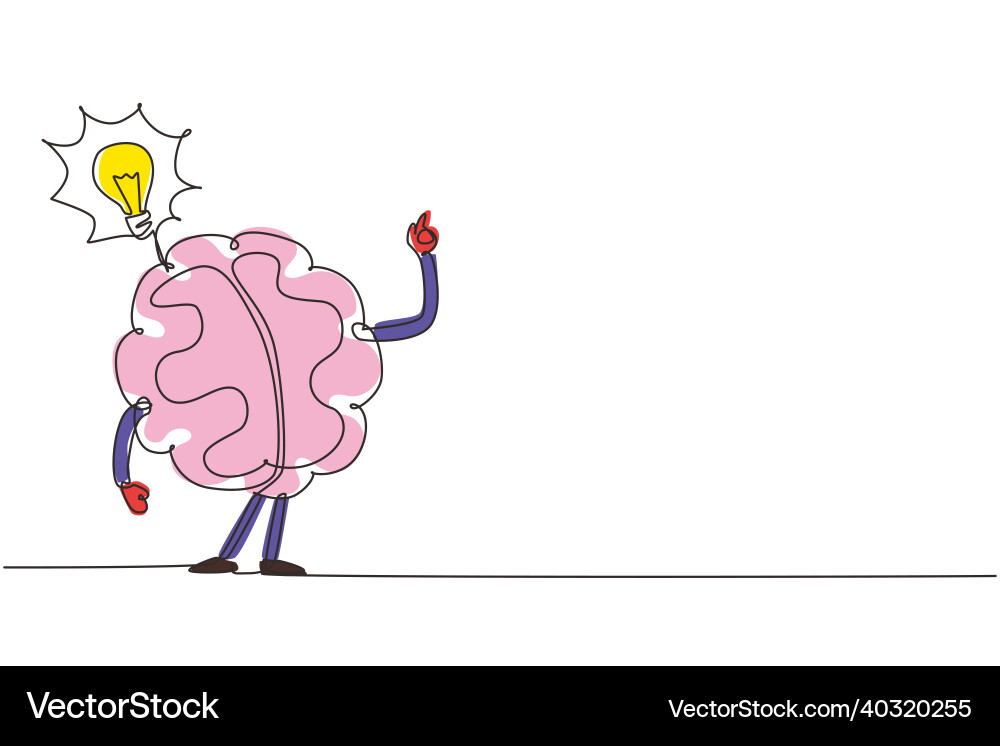 Single one line drawing human brain invented Vector Image