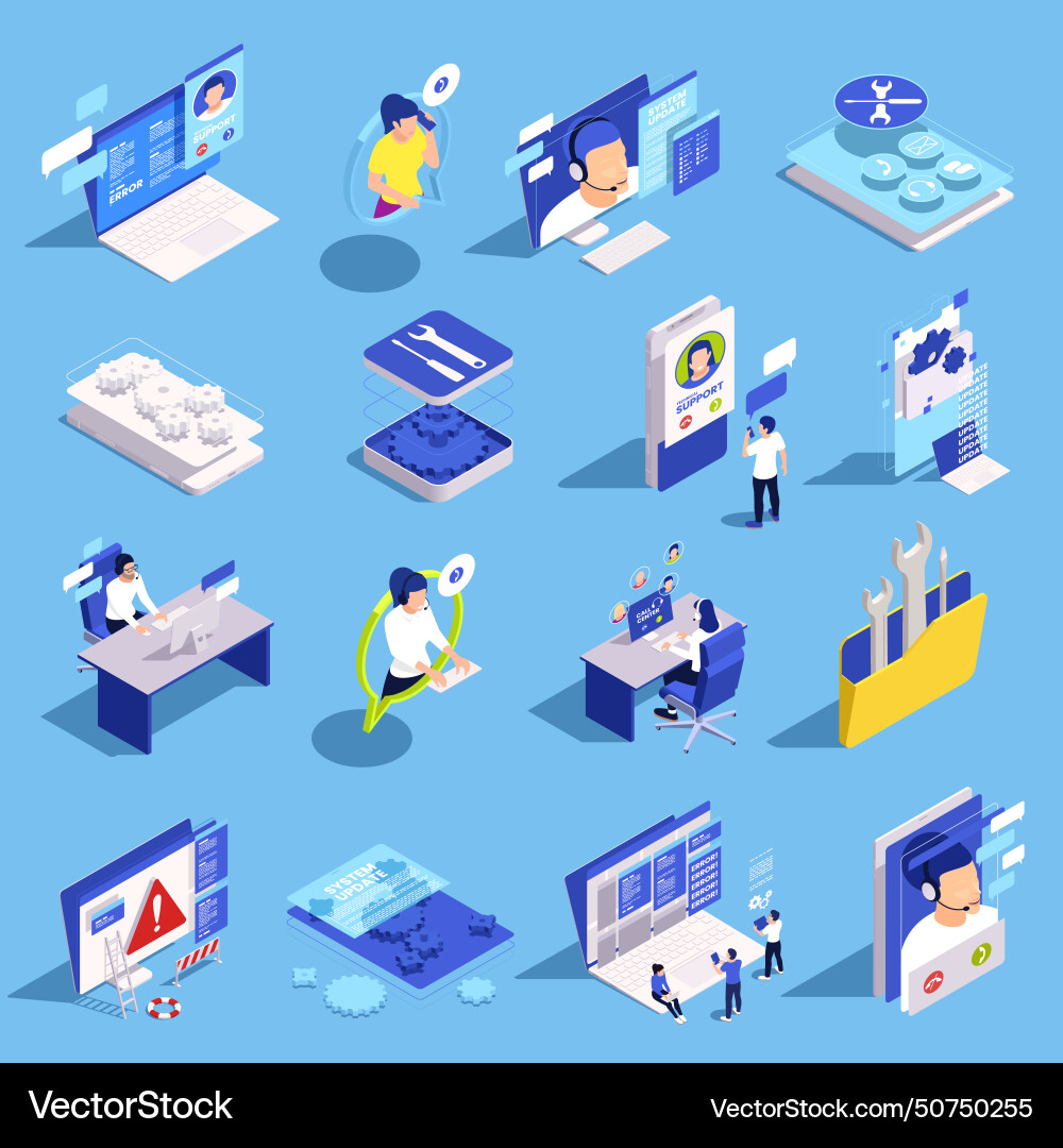 Technical support set Royalty Free Vector Image